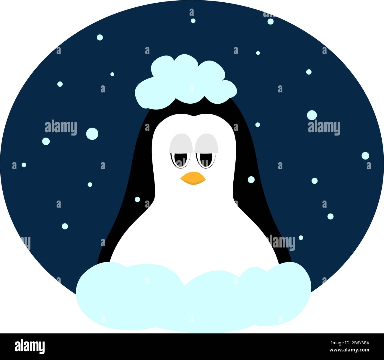 Penguin in snow, illustration, vector on white background Stock Vector ...