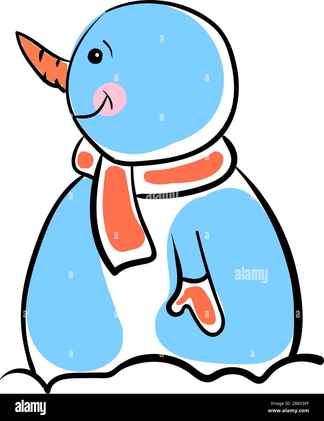 Snowman with carrot, illustration, vector on white background Stock ...