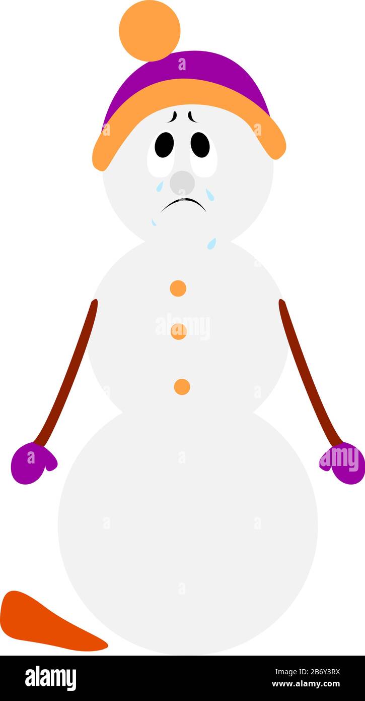 Sad snowman, illustration, vector on white background Stock Vector ...