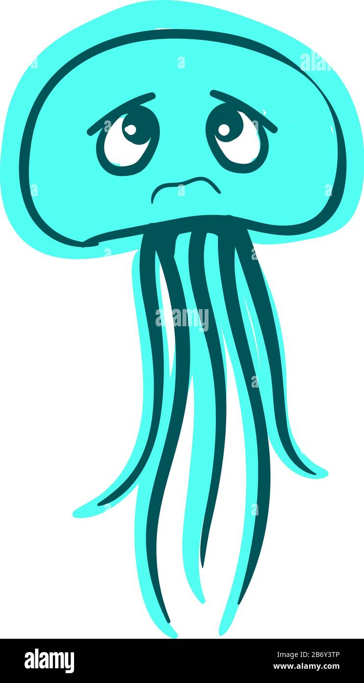 Sad octopus, illustration, vector on white background Stock Vector ...