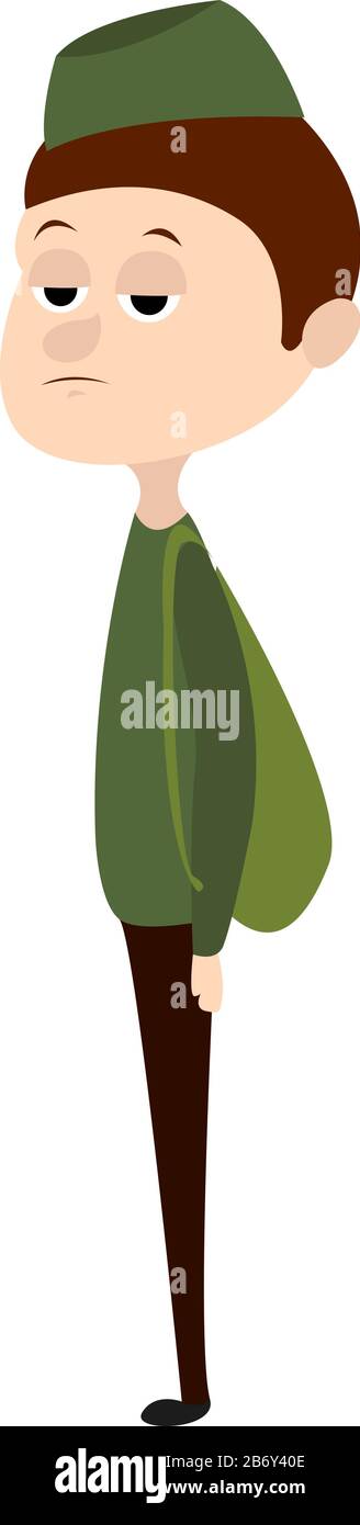 Rookie soldier, illustration, vector on white background Stock Vector ...