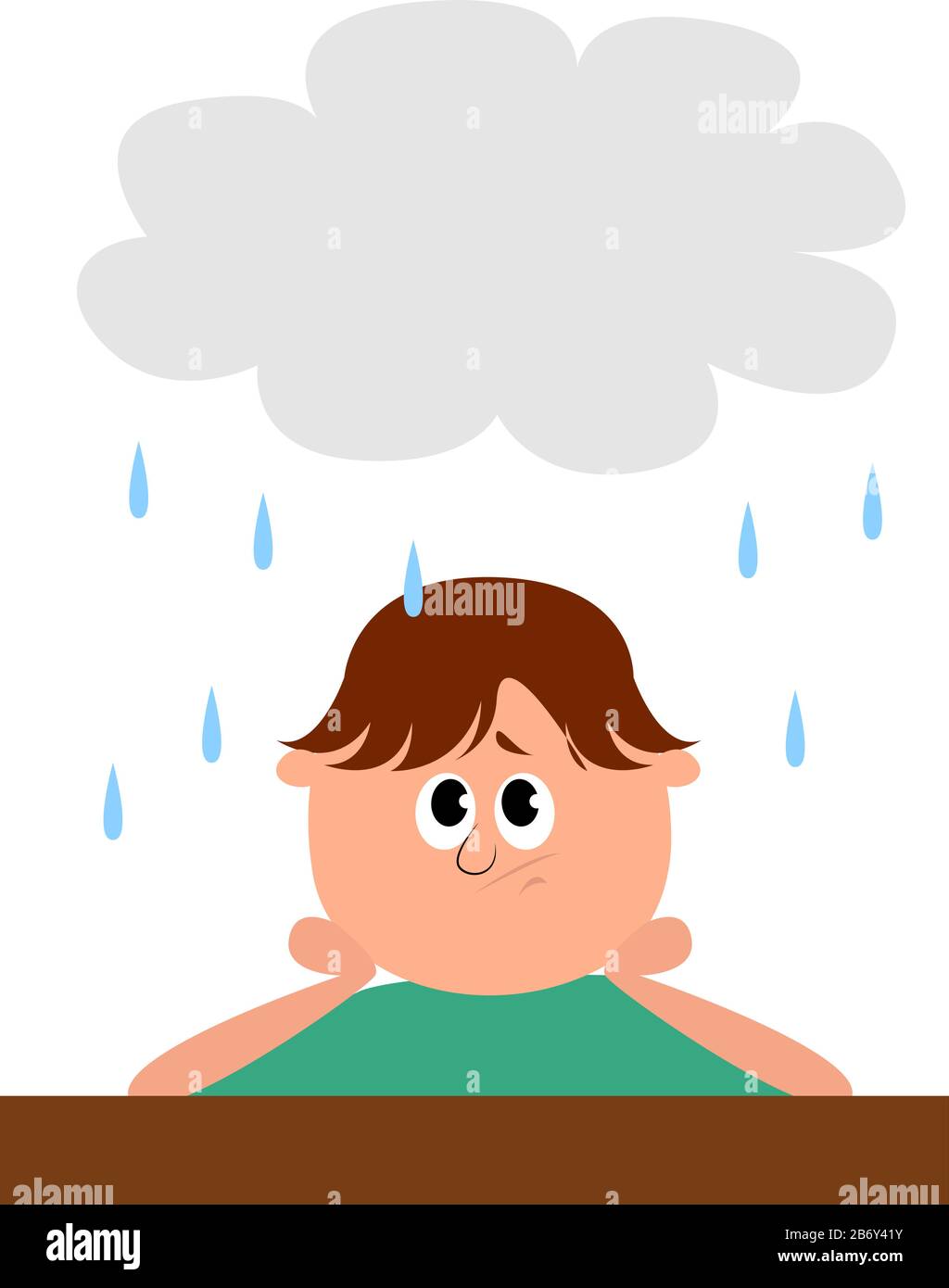Boy in bad mood, illustration, vector on white background Stock Vector ...