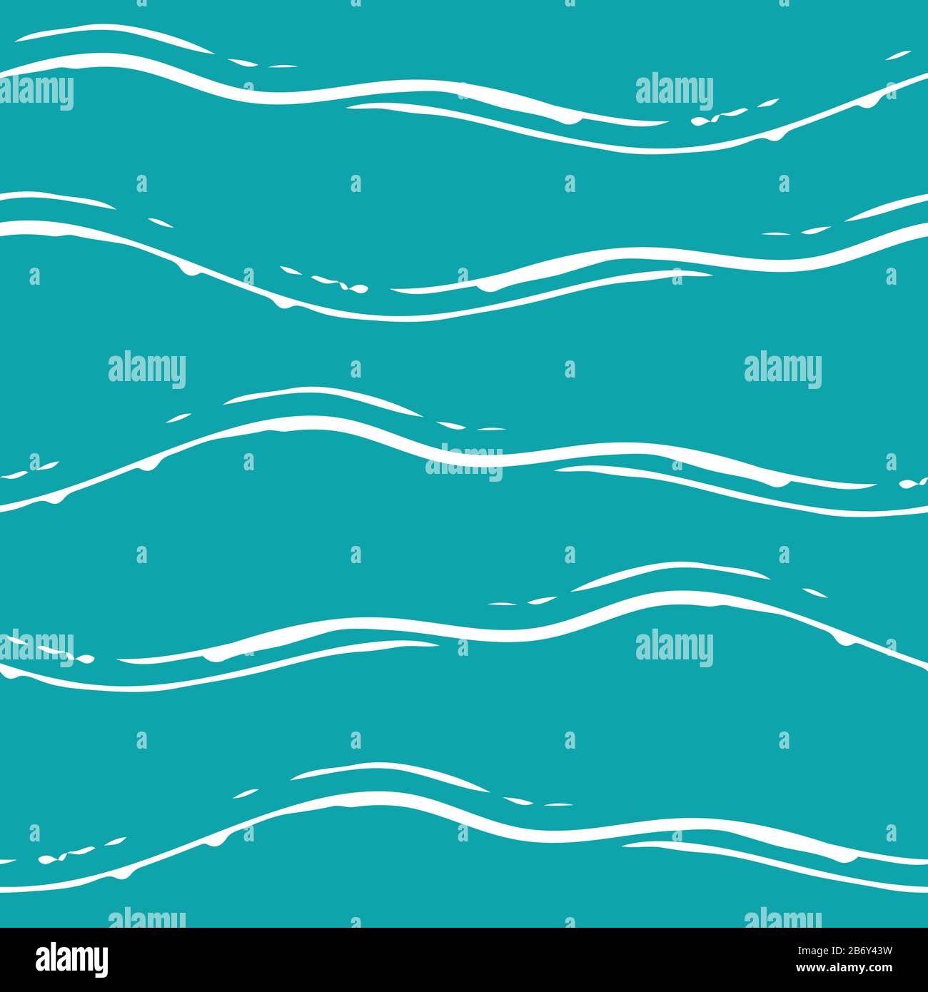 Wavy line seamless vector pattern background. Hand drawn uneven brush ...