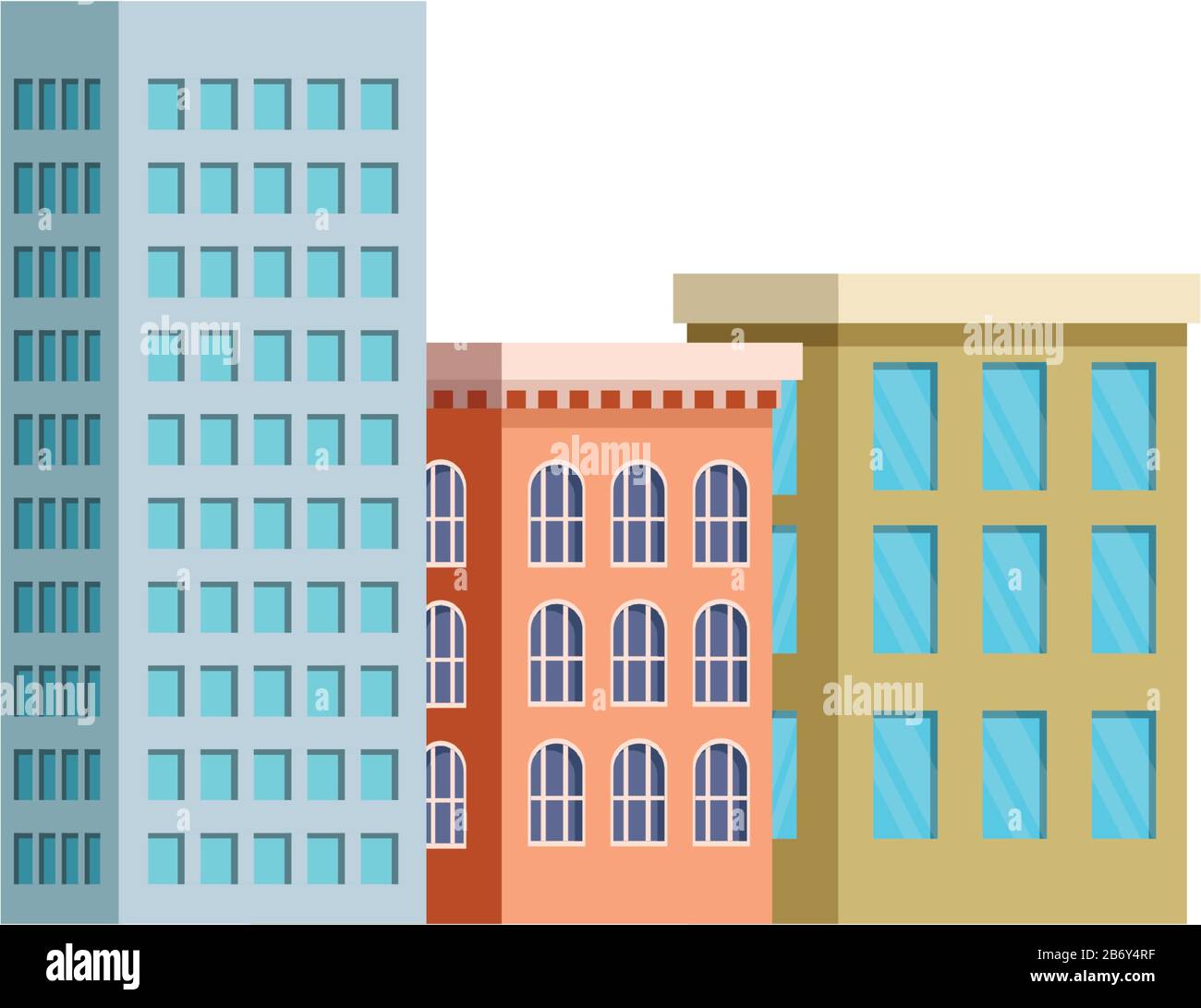 three buildings with windows isolated icon Stock Vector Image & Art - Alamy