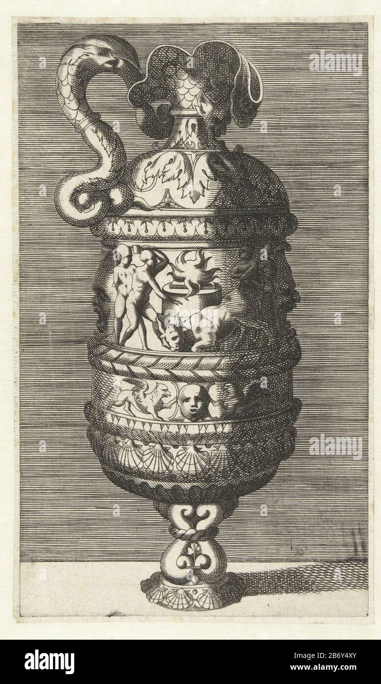 Kan met een oor Vazen en kannen, gedecoreerd met figuratieve ...