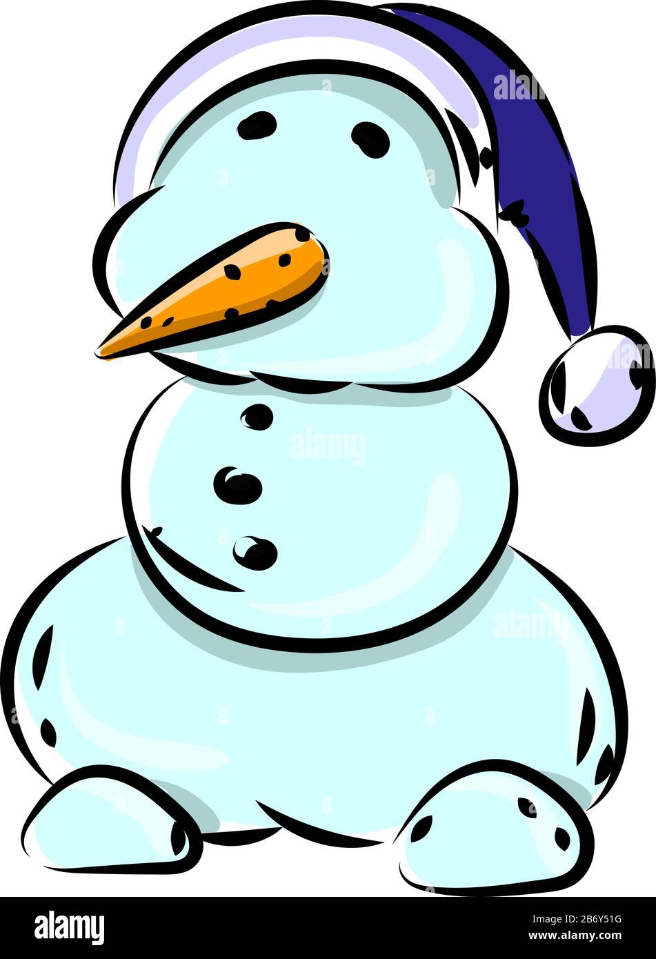 Sad snowman, illustration, vector on white background Stock Vector ...