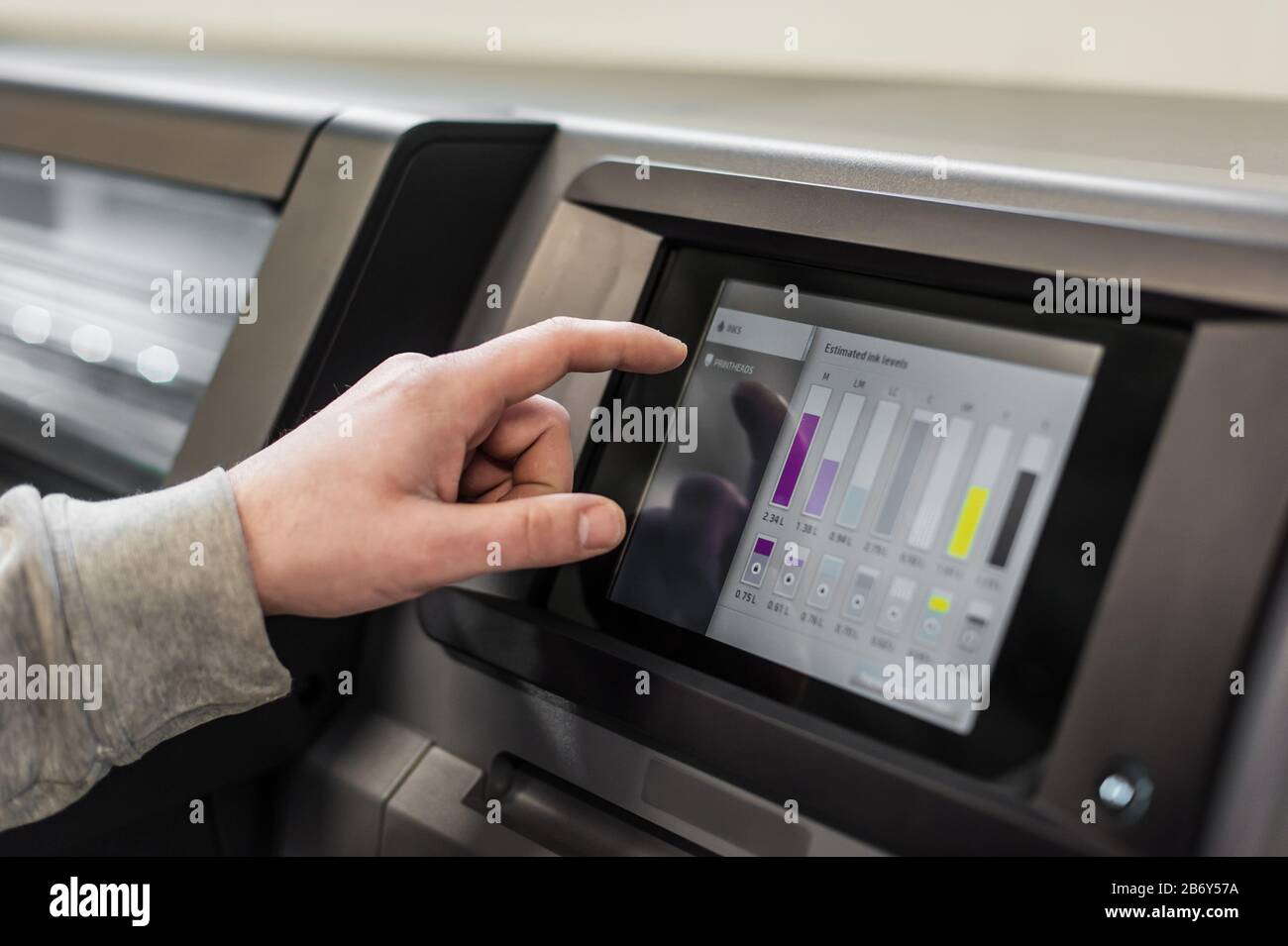 Technician operator worker checking input and output status on ...
