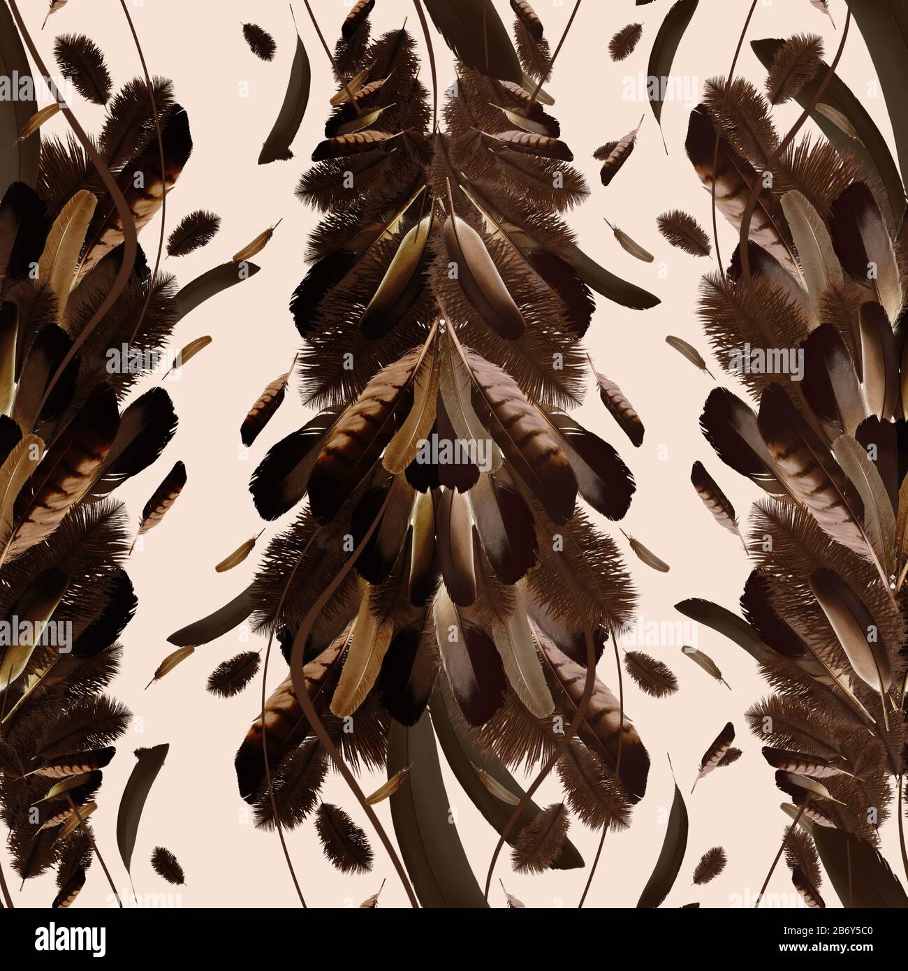 Seamless brown feather pattern.Natural background. - illustration Stock ...