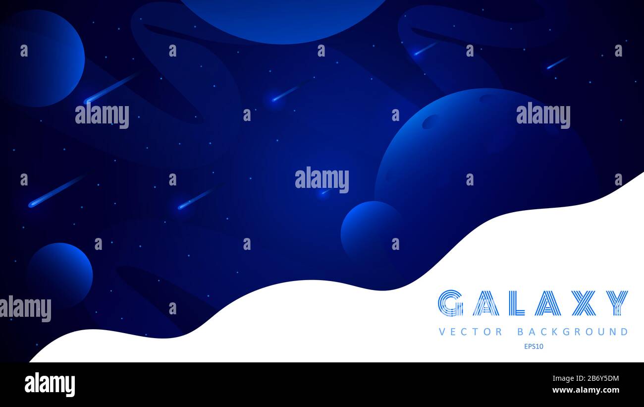 Horizontal space background with abstract shape and planets. Web design ...