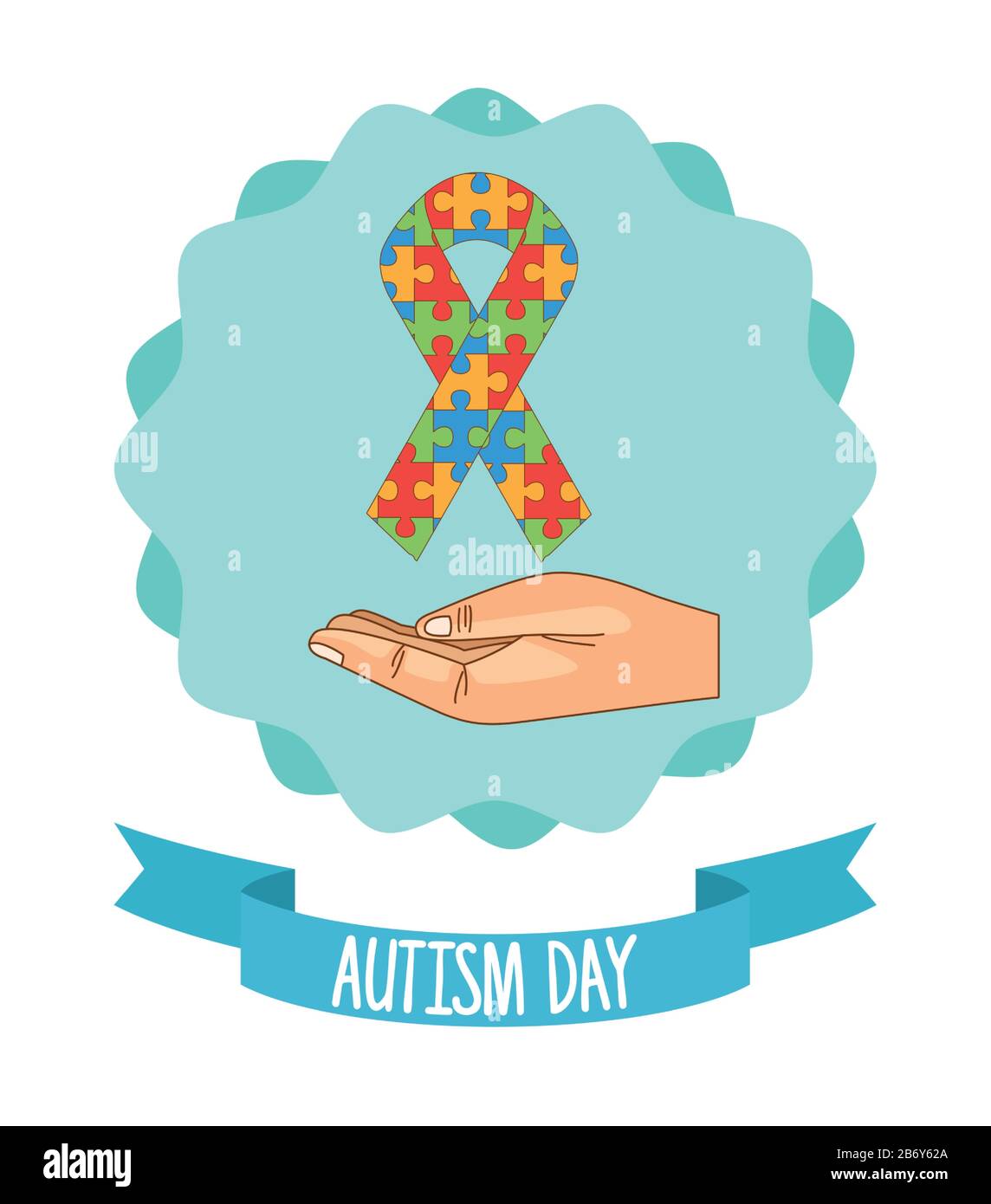 world autism day with hand lifting puzzle pieces Stock Vector Image ...