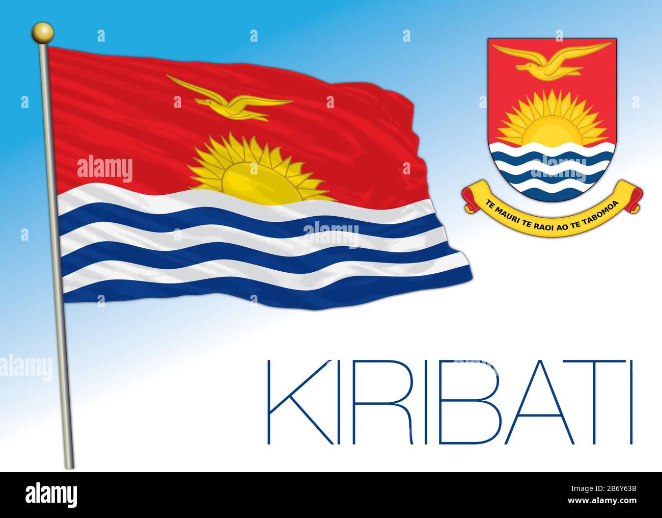 Kiribati official national flag and coat of arms, pacific ocean, vector ...