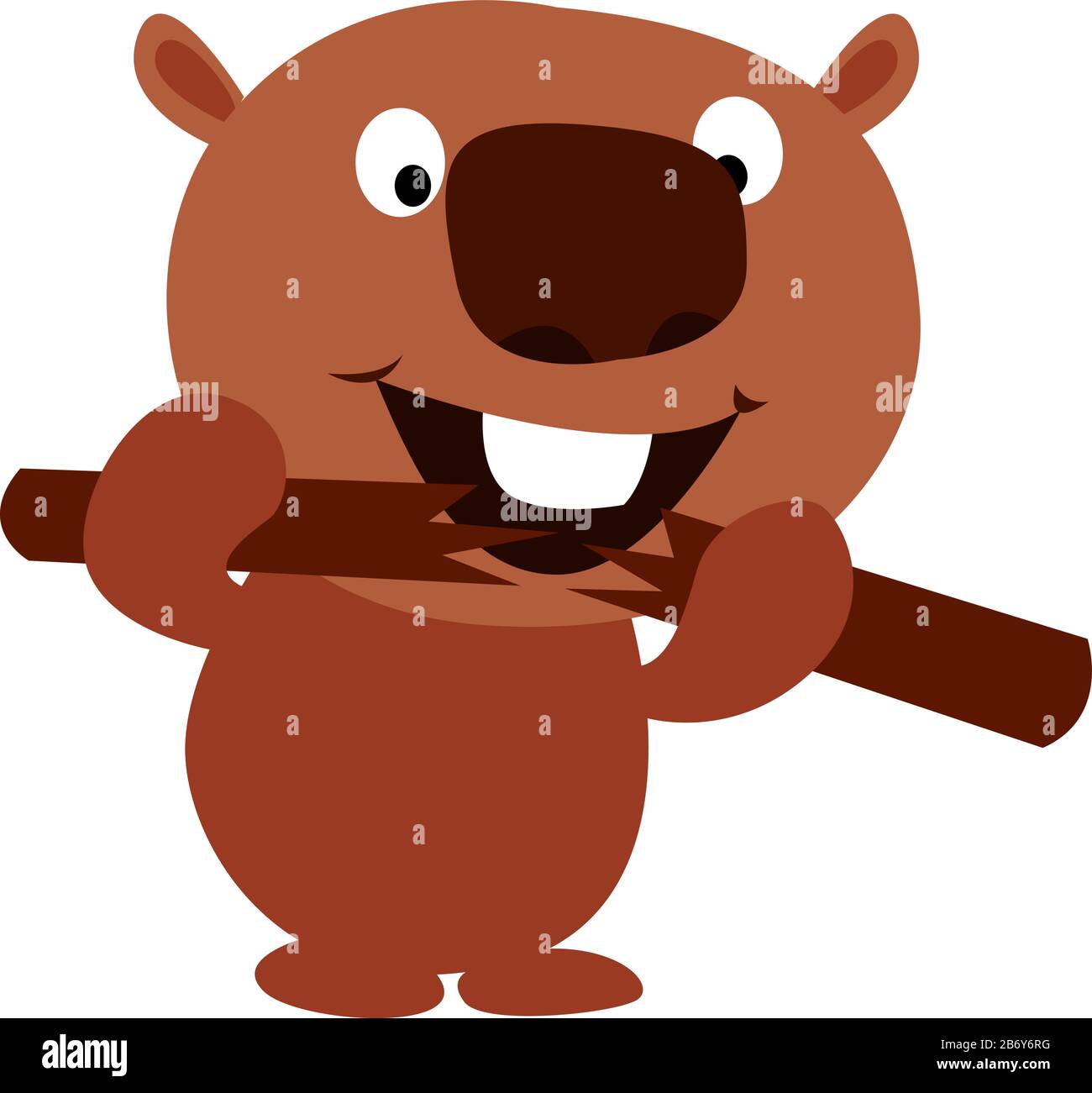 Beaver with stick, illustration, vector on white background Stock ...