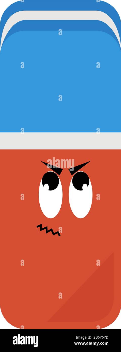 Angry eraser, illustration, vector on white background Stock Vector ...