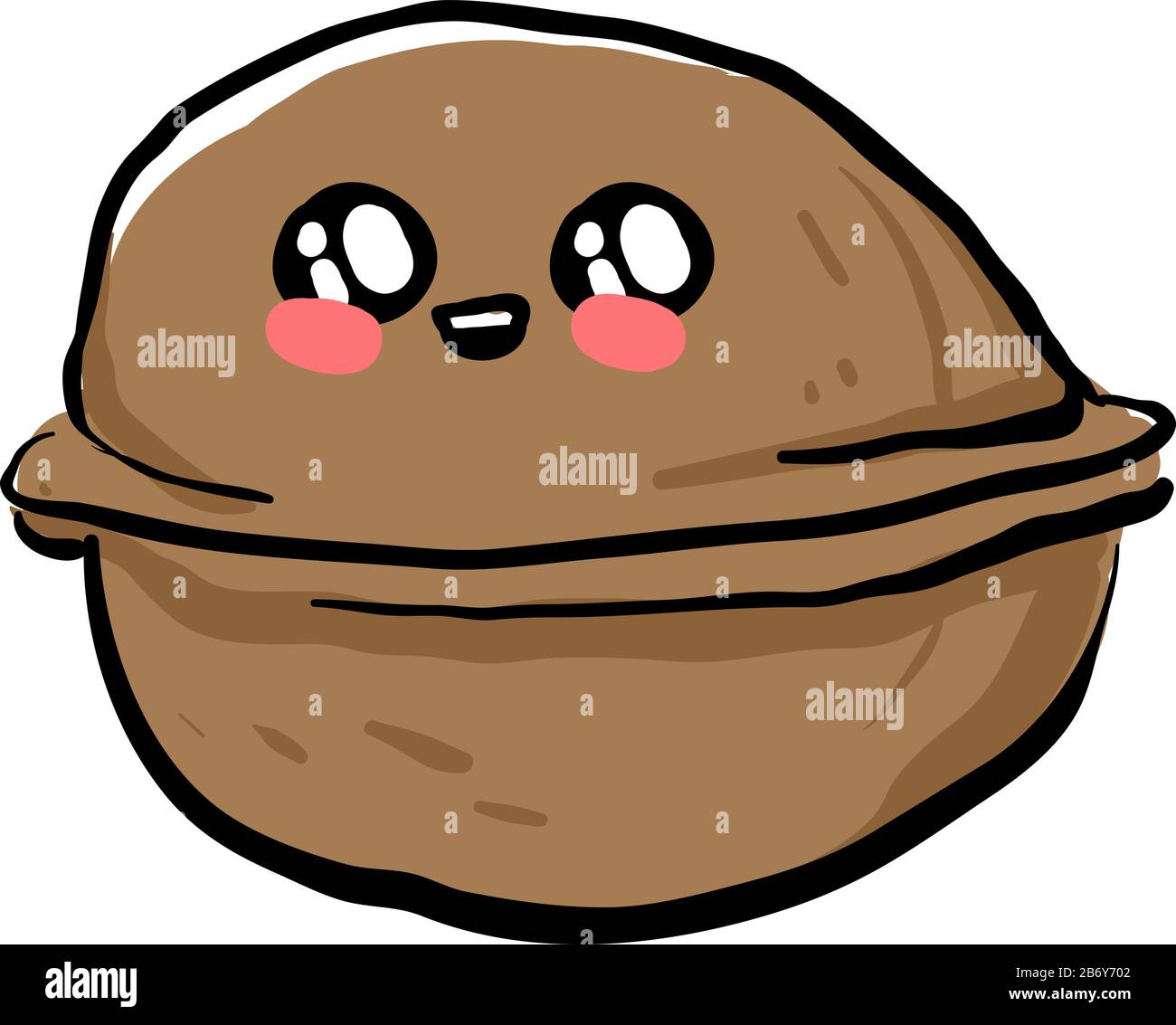 Cute walnut, illustration, vector on white background Stock Vector ...