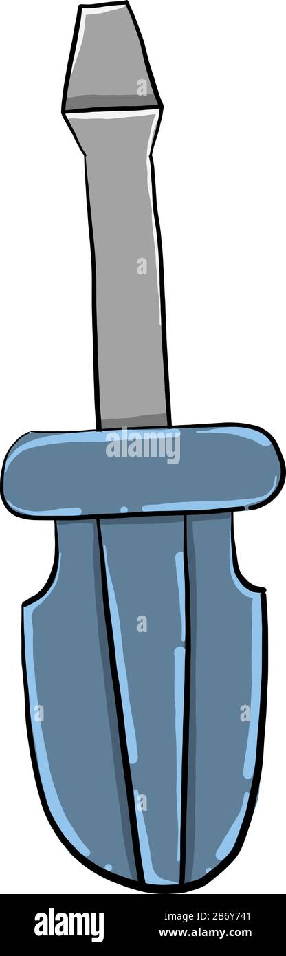 Blue screwdriver, illustration, vector on white background Stock Vector ...