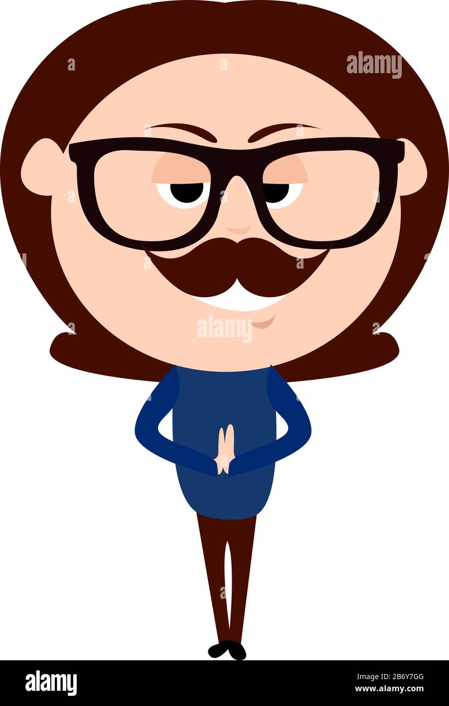 Evil man with glasses, illustration, vector on white background Stock ...