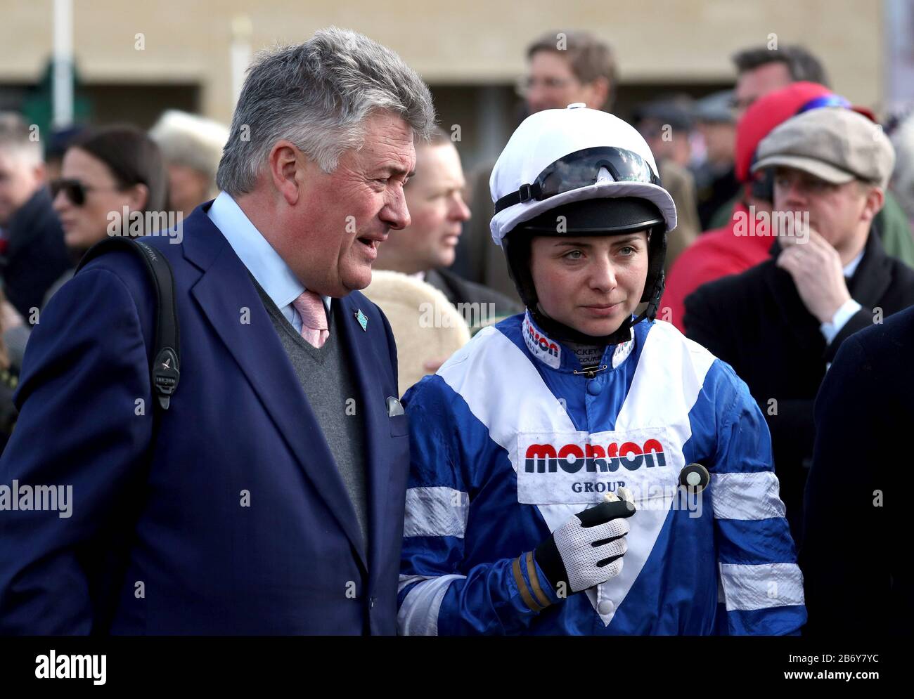 Bryony Frost (right) and trainer Paul Nicholls ahead of the Ryanair ...