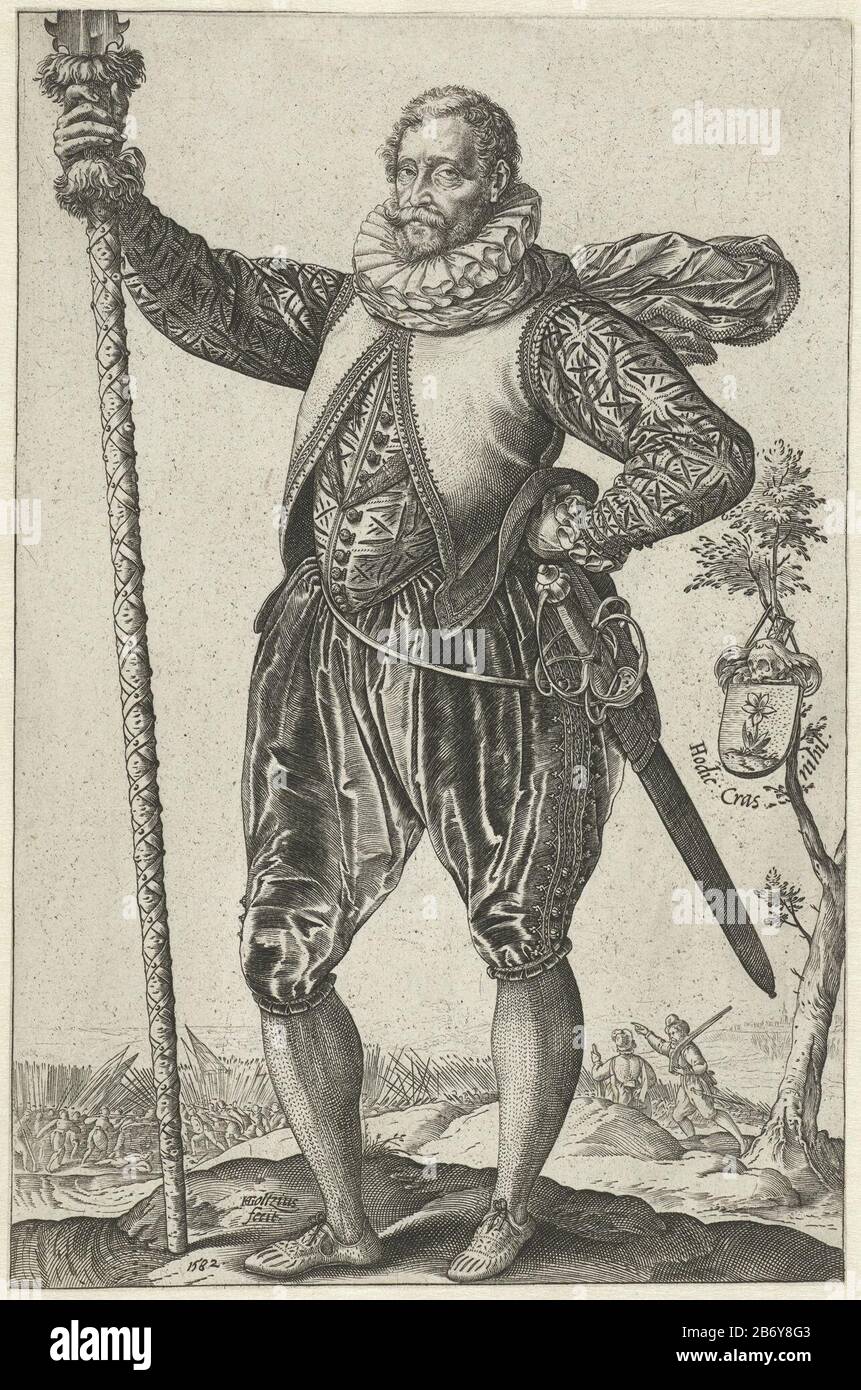 Kapitein van de infanterie Hodie Cras nihil (titel op object) Portrait ...