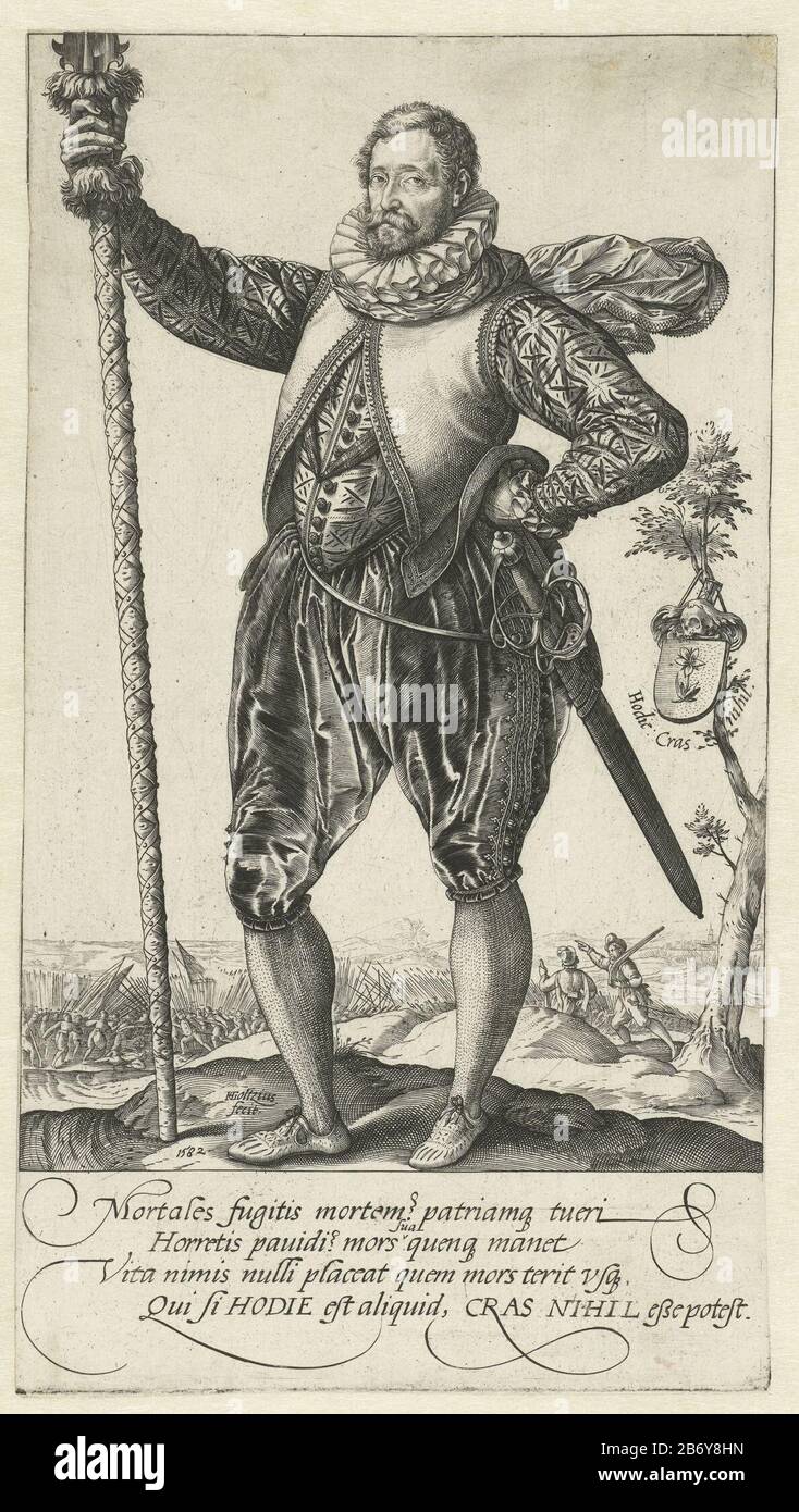 Kapitein van de infanterie Hodie Cras nihil (titel op object) Portrait ...