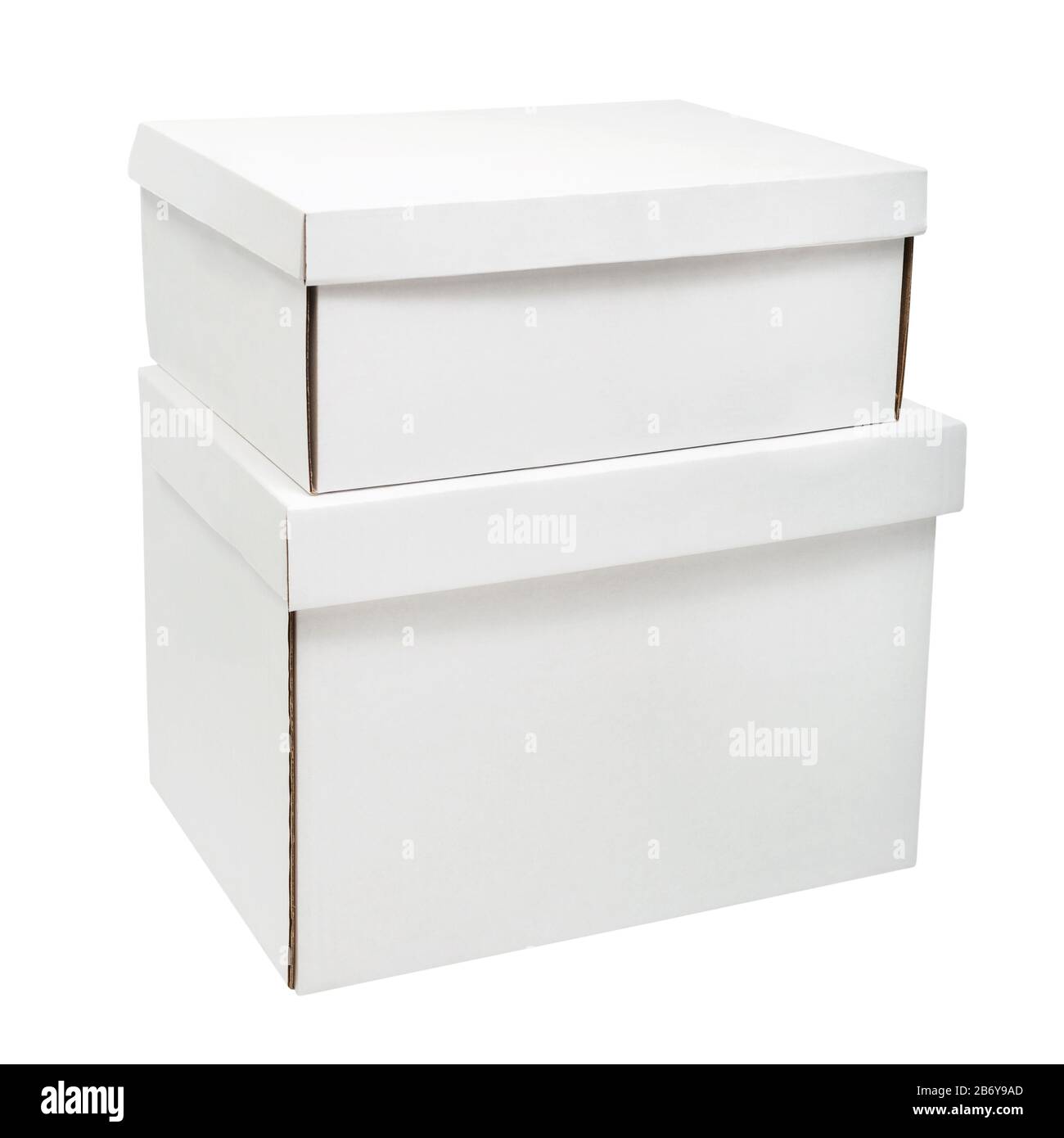 Two white corrugated cardboard boxes isolated on white background Stock ...