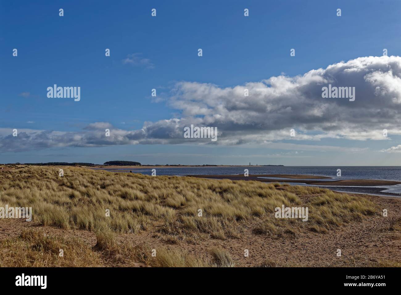 Looking towards the Barry Buddon Headland from Monifieth Beach with its ...