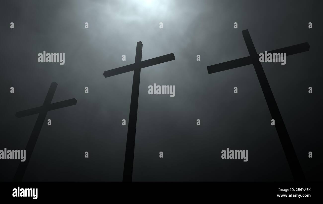 3d illustration 3d rendering three crosses catholic catholics long ...