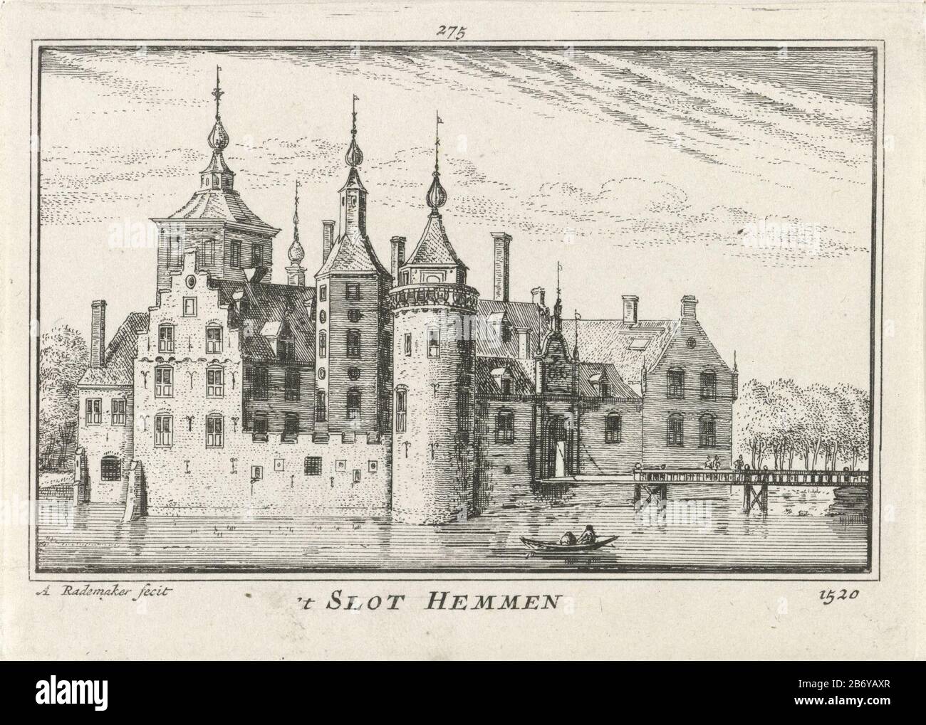 Kasteel Hemmen 't Slot Hemmen 1520 (titel op object) View of Castle ...
