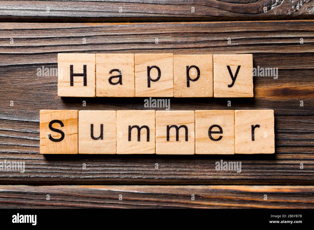 Happy Summer word written on wood block. Happy Summer text on wooden ...