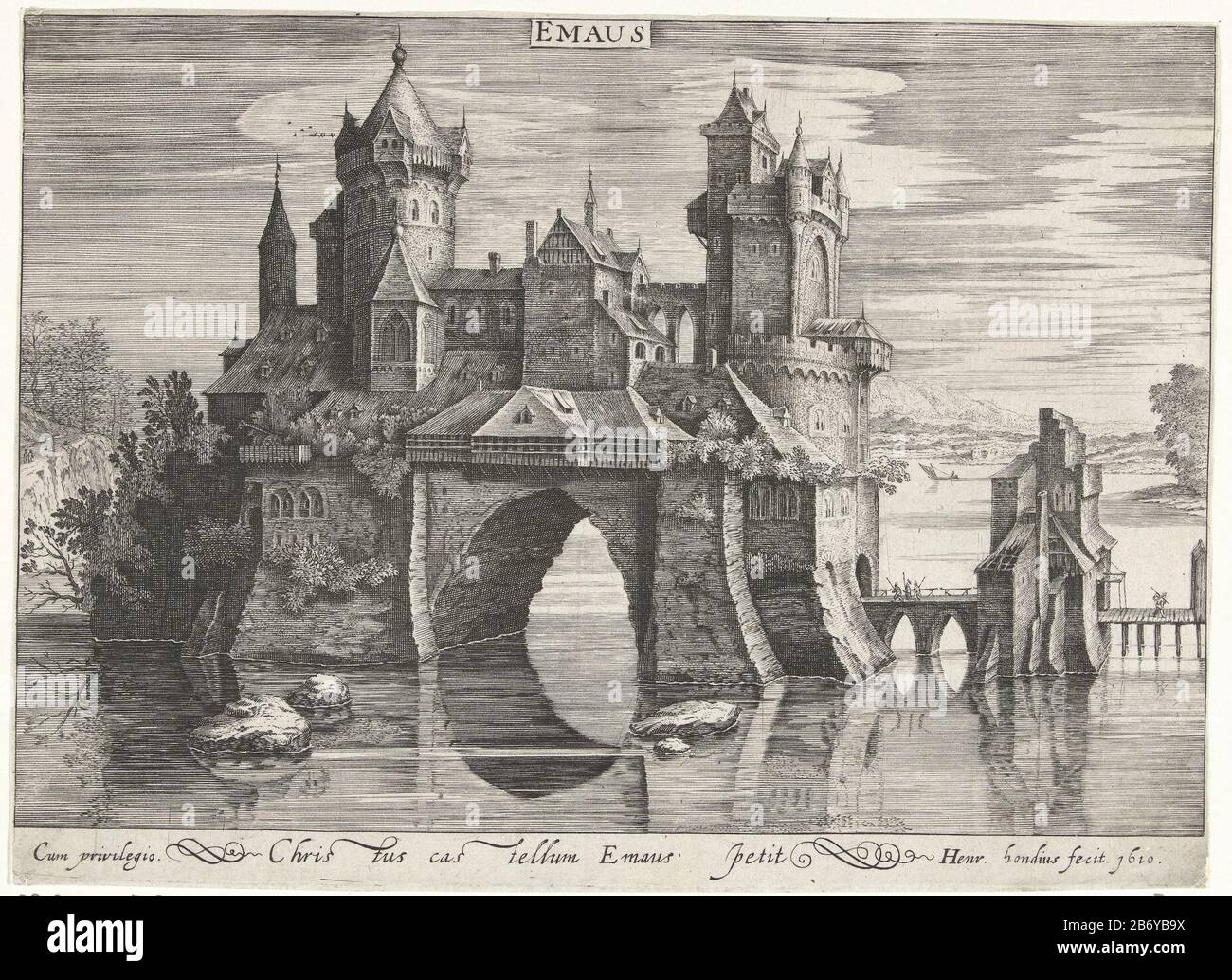 View of the biblical village of Emmaus, represented as a landlocked ...
