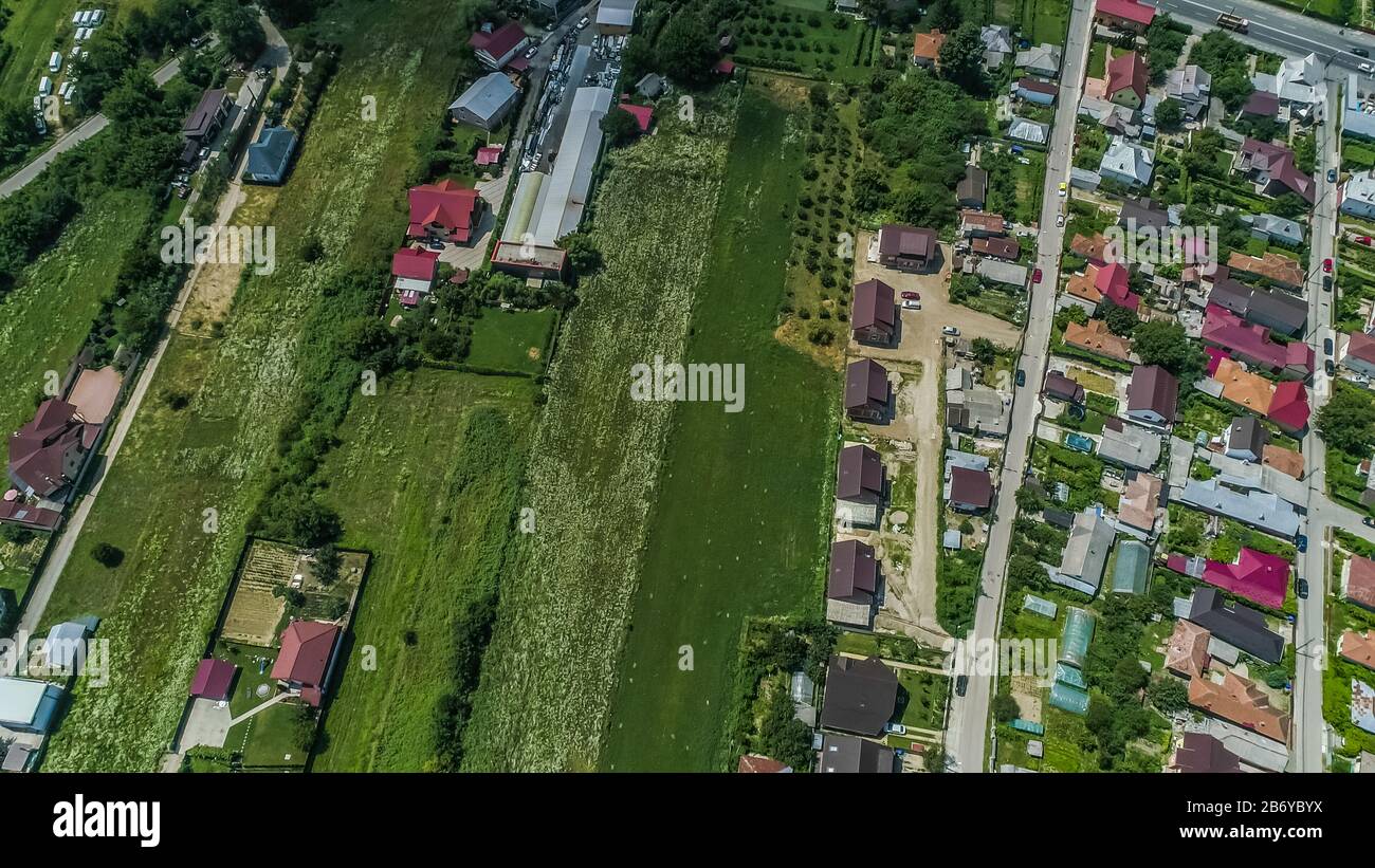 Drone view of a city residential area Stock Photo - Alamy