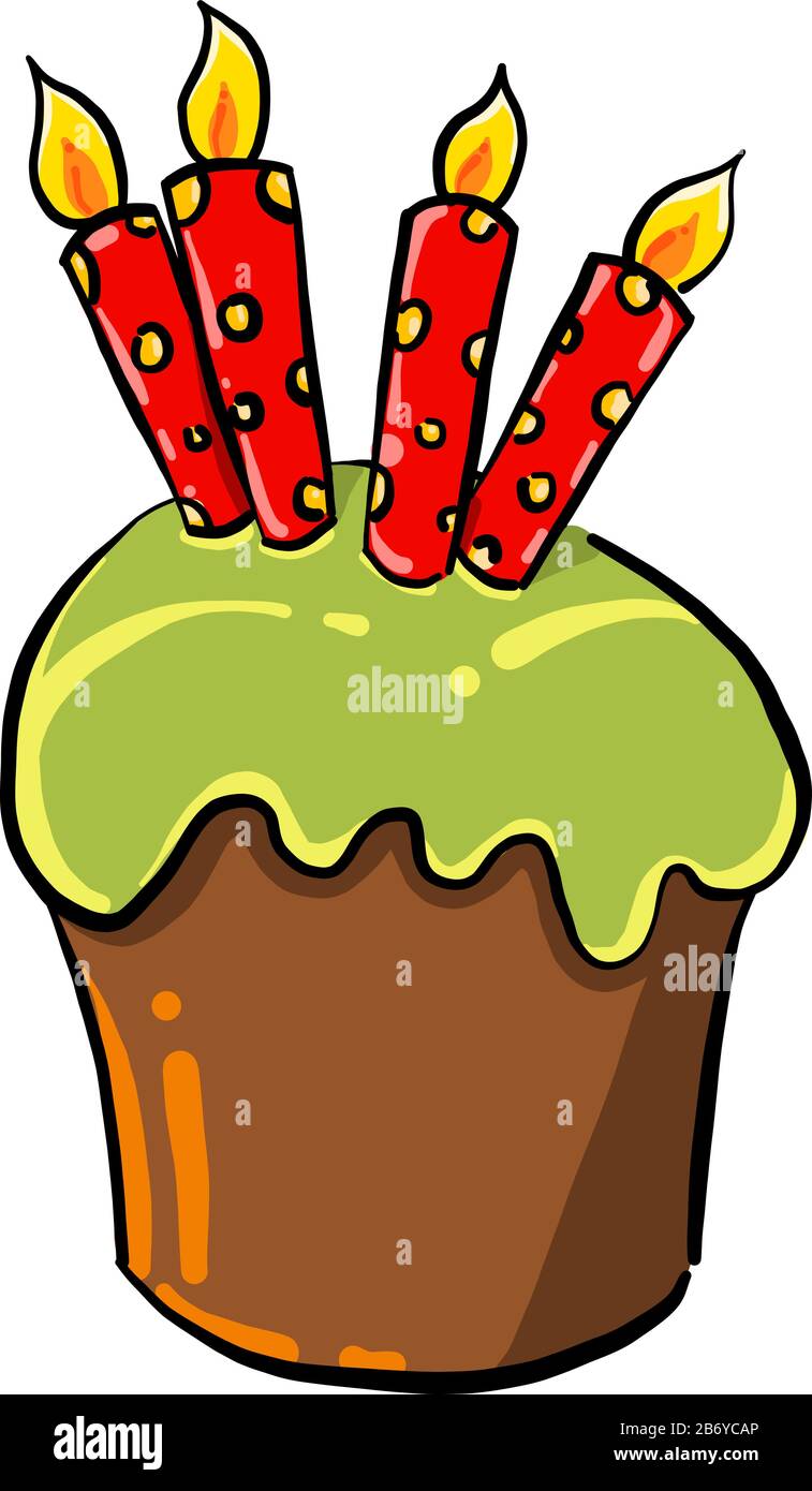 Cake with candles, illustration, vector on white background Stock ...