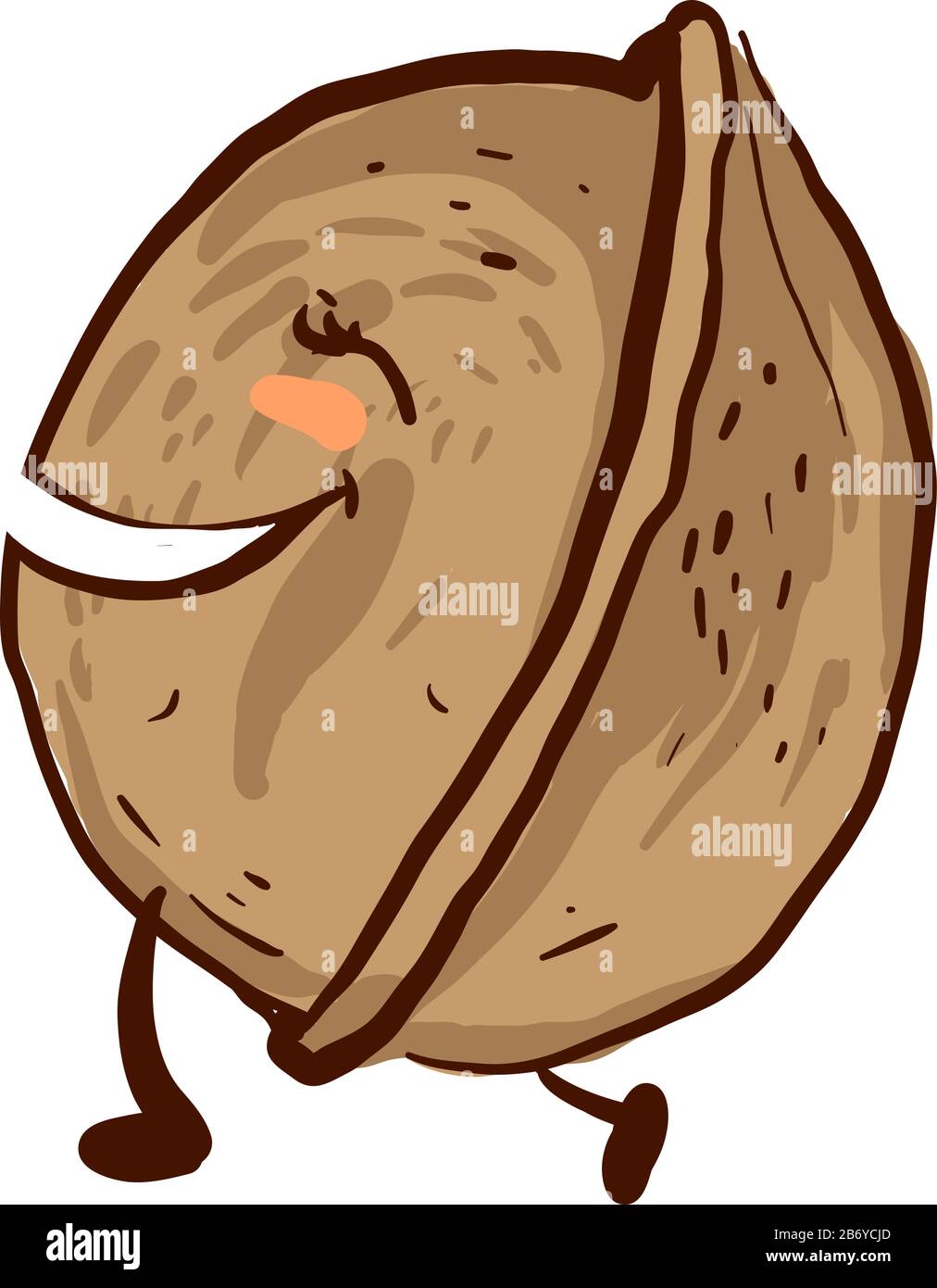 Happy walnut, illustration, vector on white background Stock Vector ...