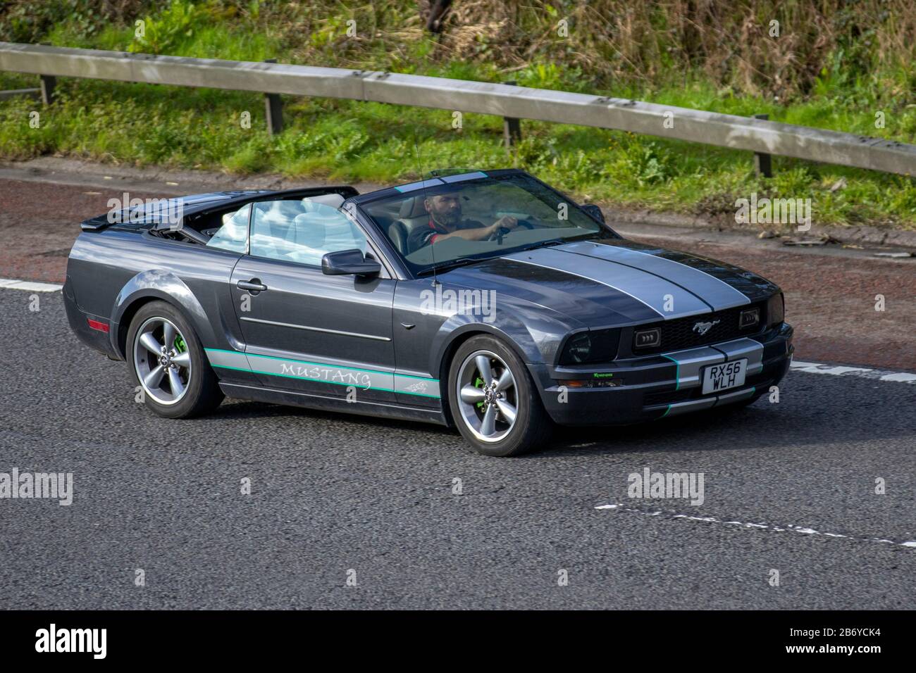 2006 grey Ford Mustang Auto; UK vehicular traffic, transport, modern ...