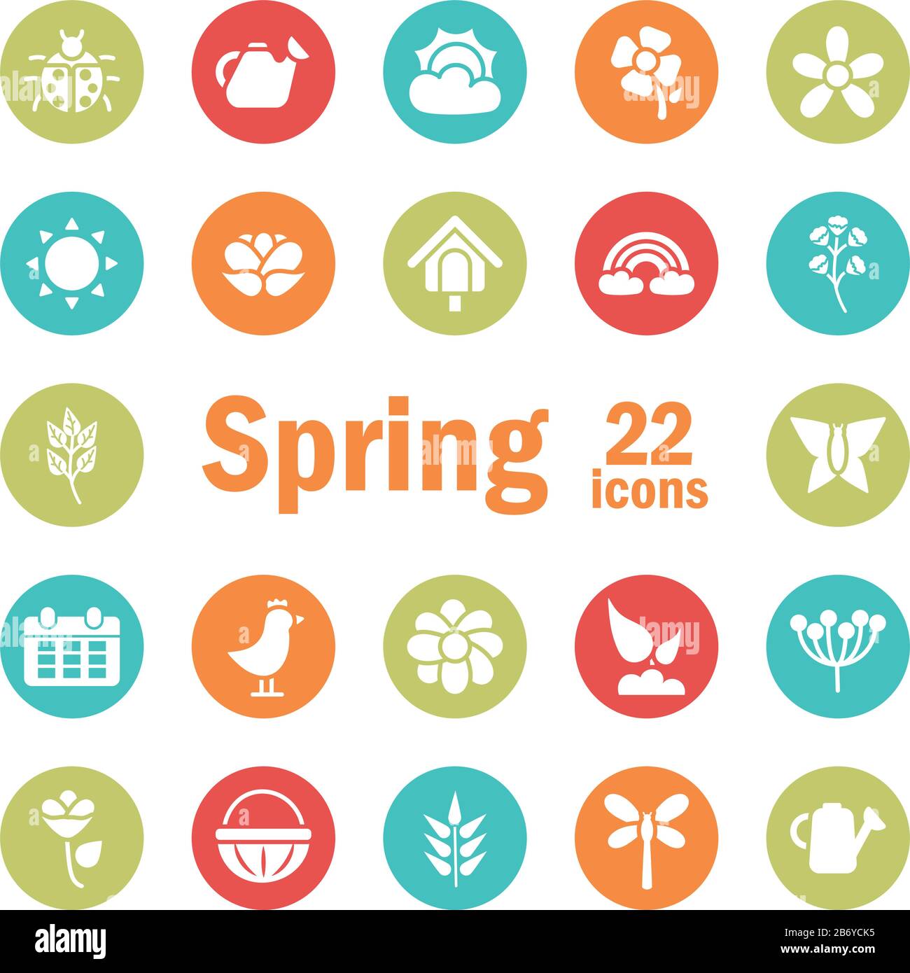 set of spring icons , block and flat style icon vector illustration ...