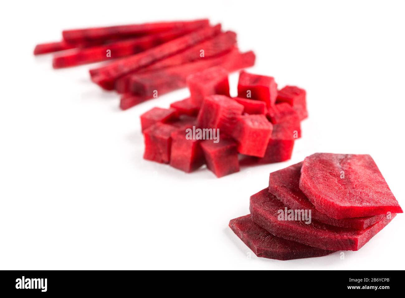 Beetroot cut in different styles on white background Stock Photo - Alamy
