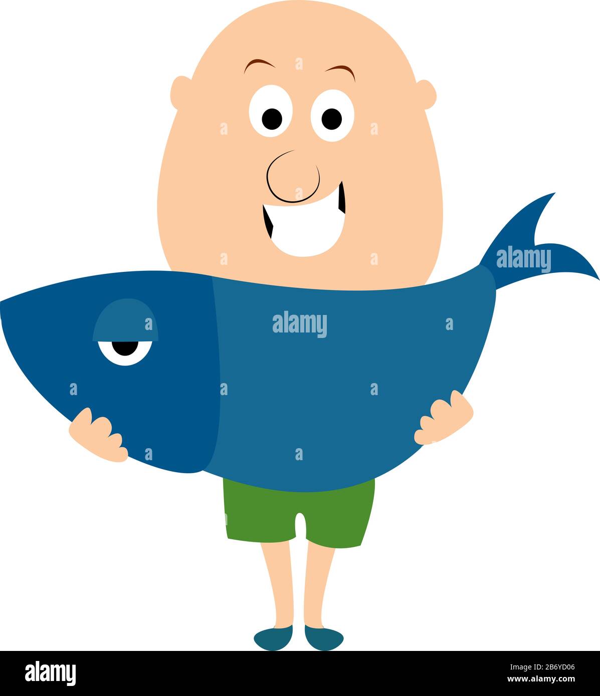 Man with fish, illustration, vector on white background Stock Vector ...