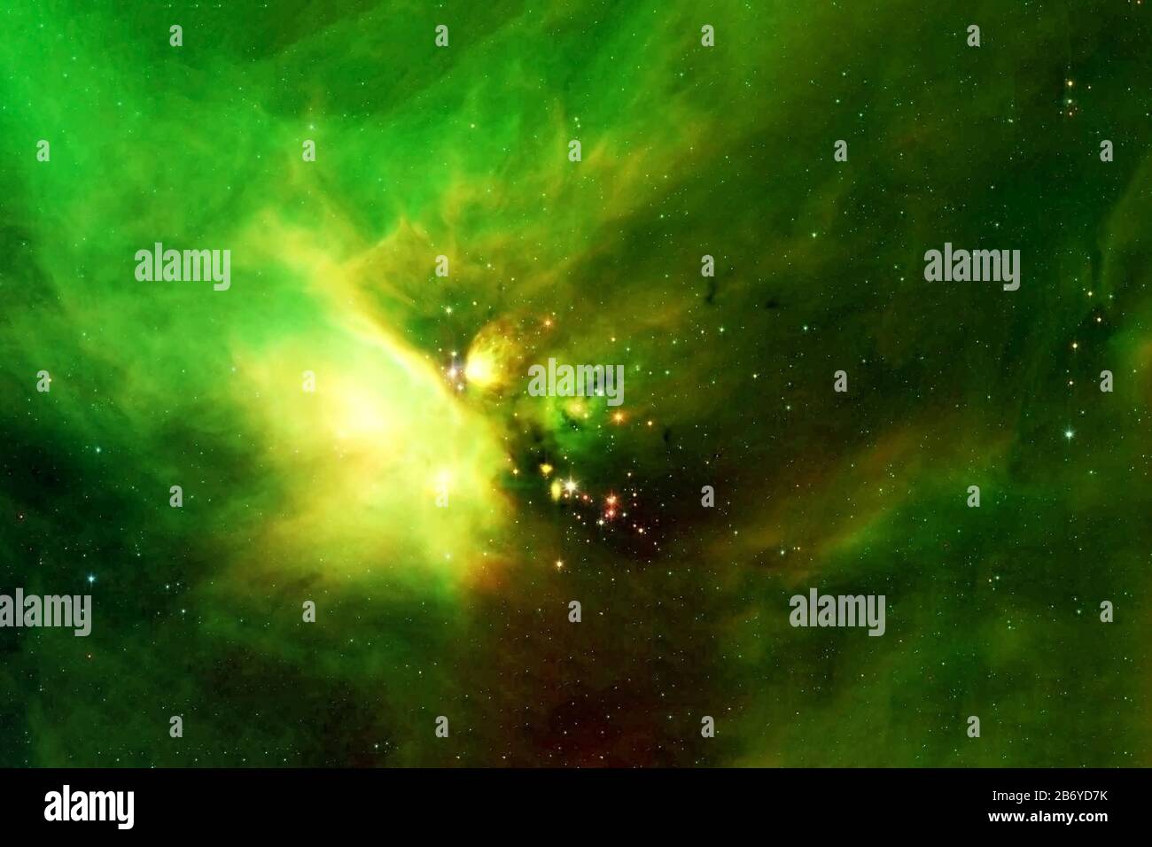 Beautiful space nebula of green color. Elements of this image were ...