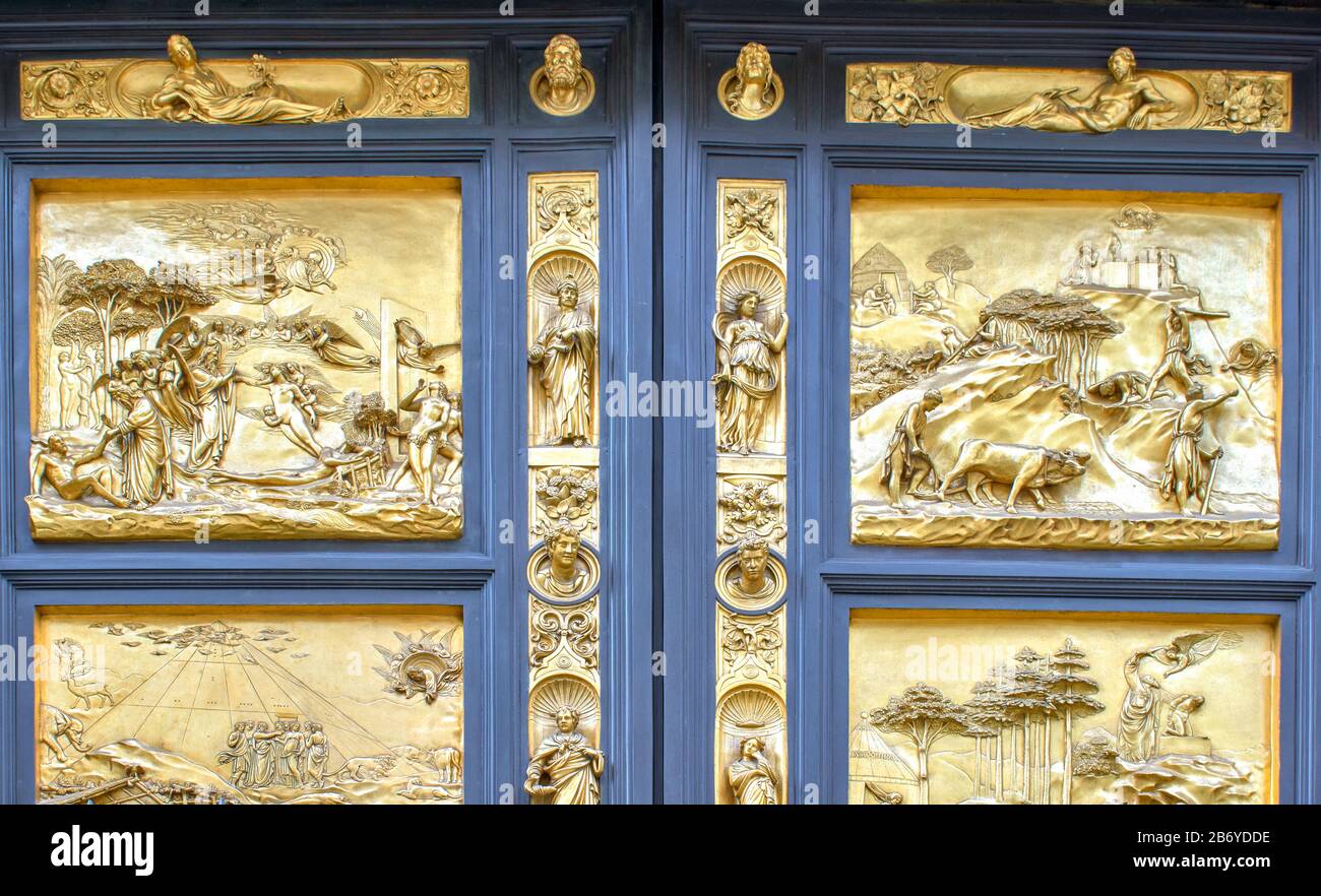 FLORENCE ITALY DETAIL OF BAPTISTRY EAST DOOR THE GATES OF PARADISE BY ...