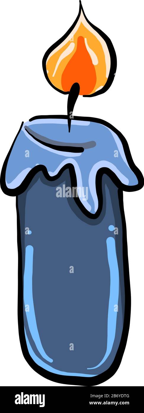 Blue candle, illustration, vector on white background Stock Vector ...