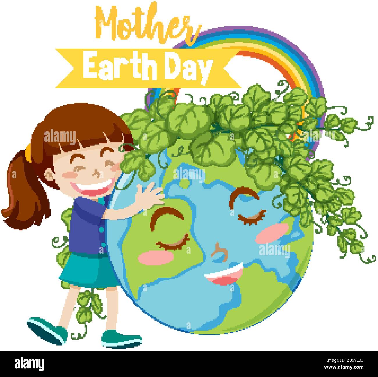 Poster design for mother earth day with girl hugging earth in ...