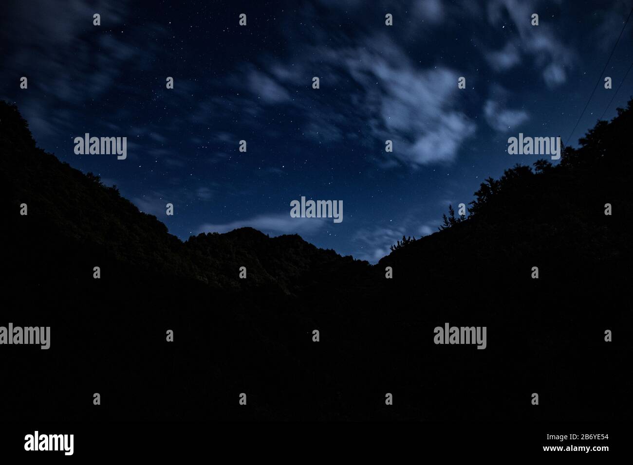 Hills At Night With Stars
