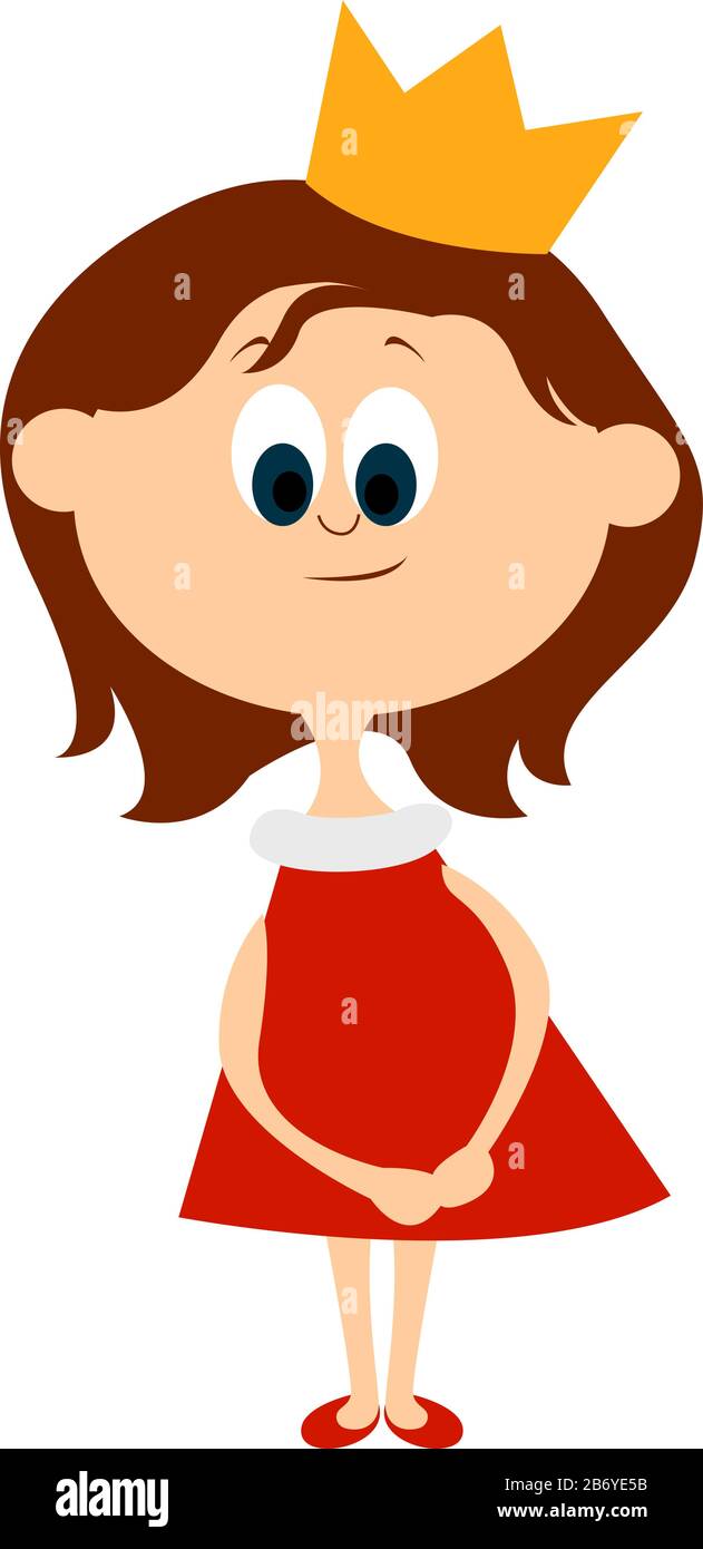 Young queen, illustration, vector on white background Stock Vector ...