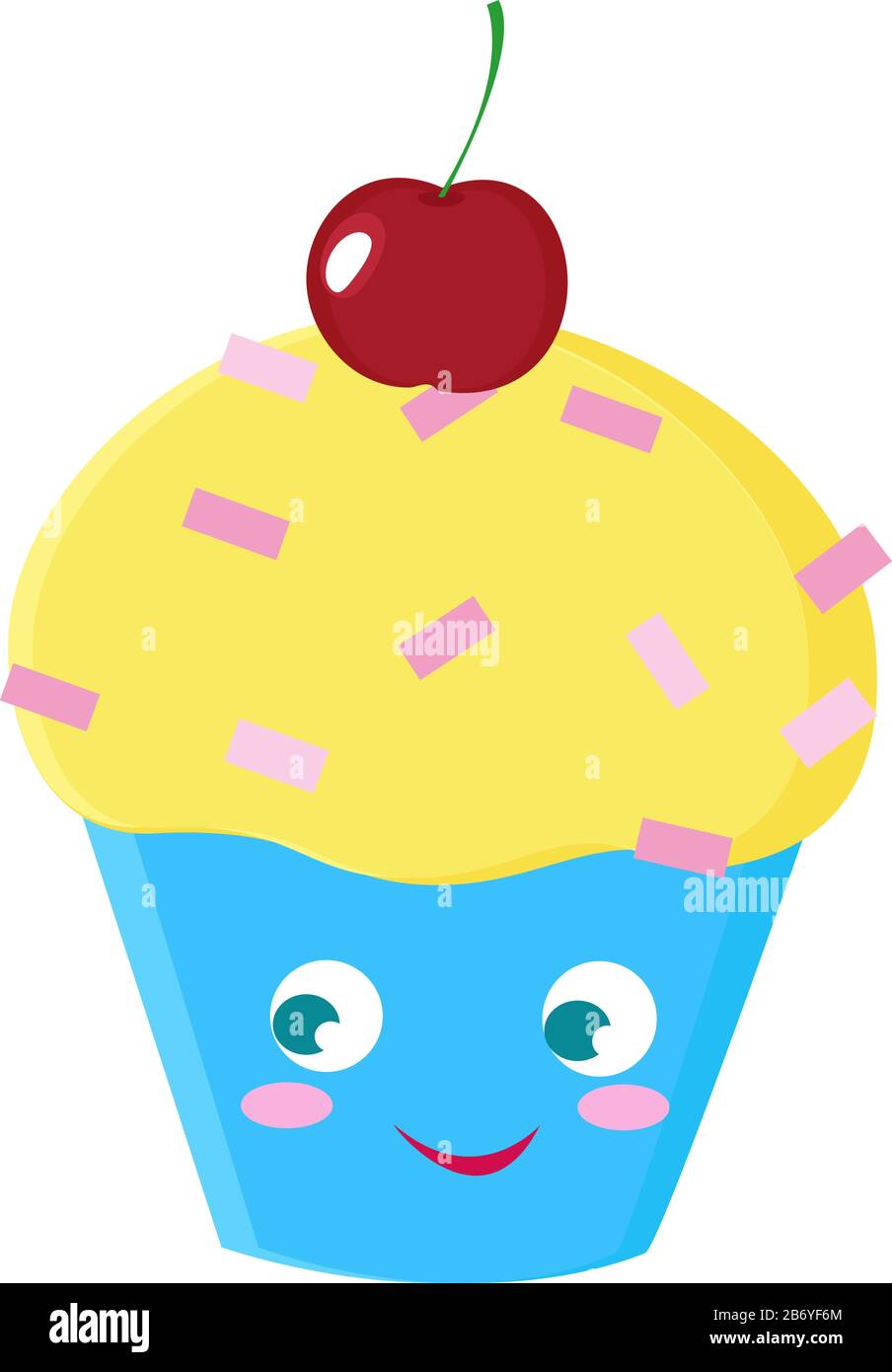 Blue cupcake, illustration, vector on white background Stock Vector ...