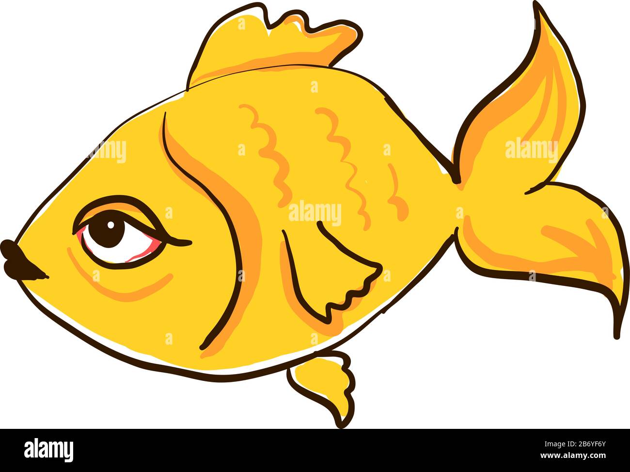 Yellow fish, illustration, vector on white background Stock Vector ...