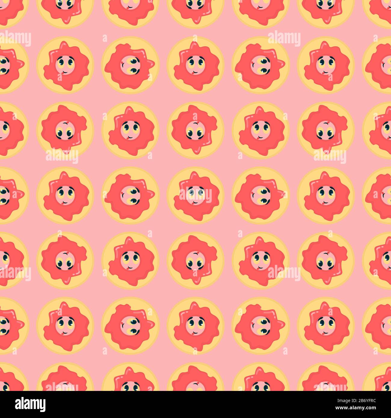 Cute donut pattern, illustration, vector on white background Stock ...