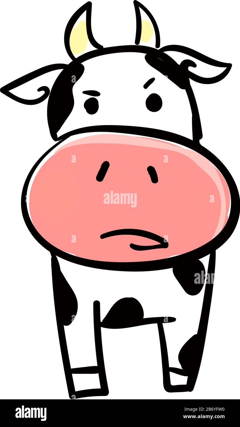 Angry cow, illustration, vector on white background Stock Vector Image ...