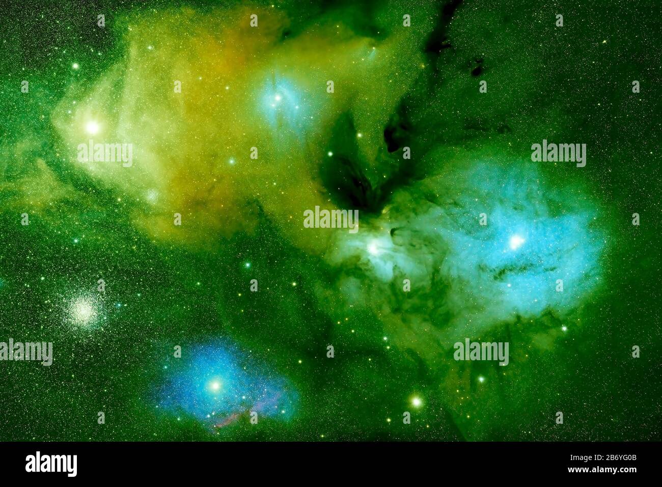 Beautiful space nebula of green color. Elements of this image were ...