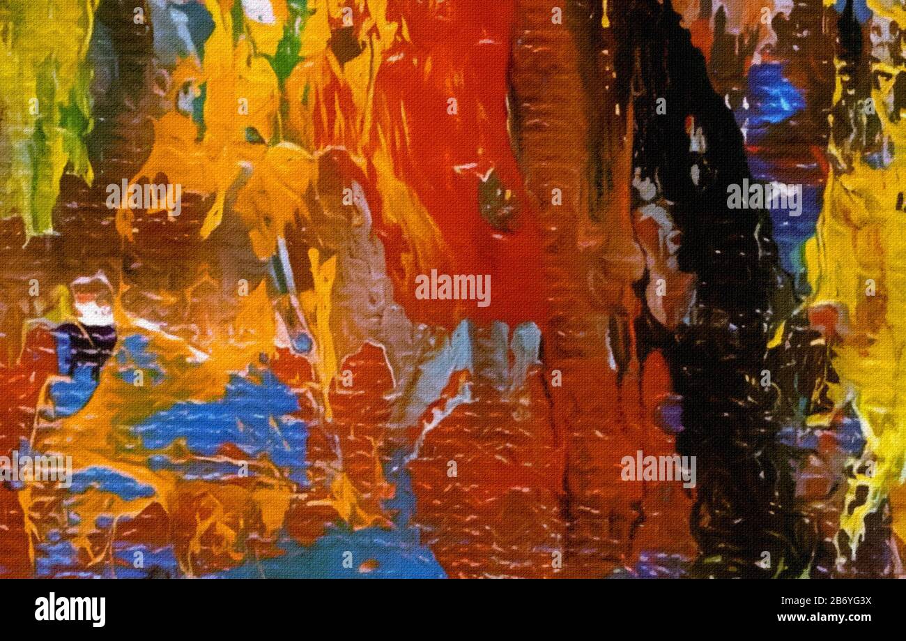 Multicolor brush strokes in oil structure. Grunge fine art mixed media ...