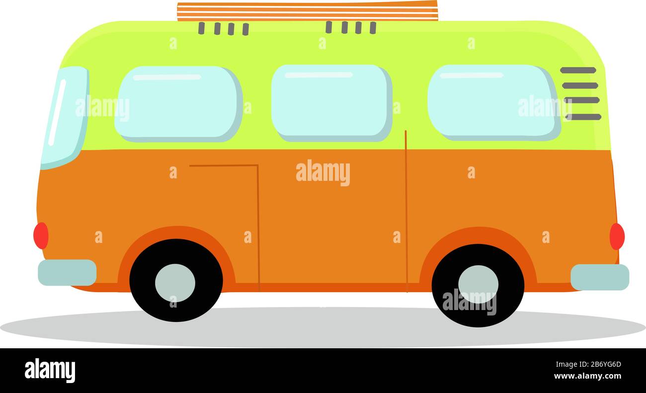 Mini bus, illustration, vector on white background Stock Vector Image ...