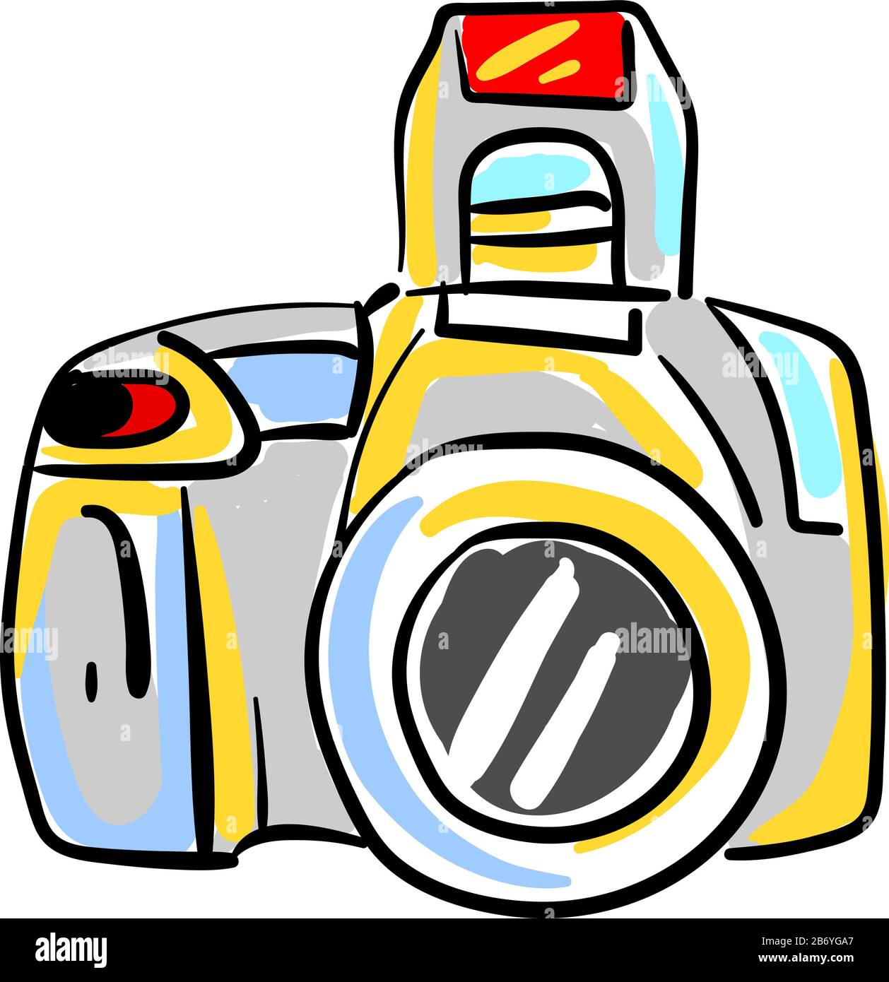 Yellow camera, illustration, vector on white background Stock Vector ...